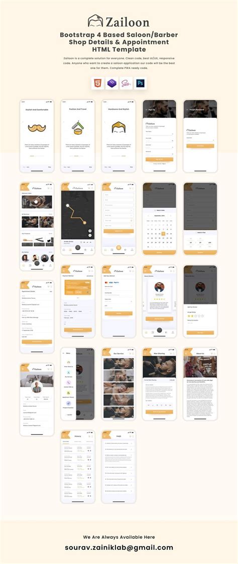 Bootstrap Based Saloon App HTML Template Html App Saloon App HTML AD Design Freebie