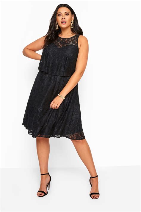 Plus Size Black Layered Lace Dress Sizes 16 To 36 Yours Clothing