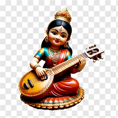 Pequeña Y Linda Devi Saraswati Png Dibujos Saraswati Hindú Basan Png