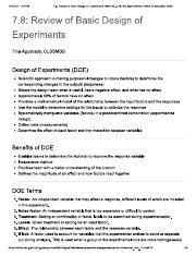 REVIEW OF BASIC DESIGN OF EXPERIMENTS Pdf Course Hero