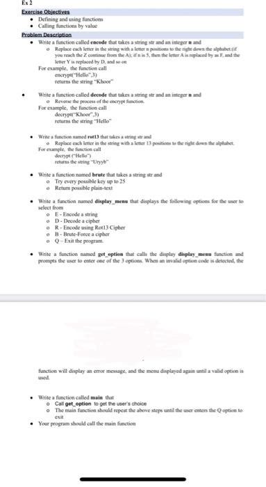 solved ex 2 exercise objectives defining and using function