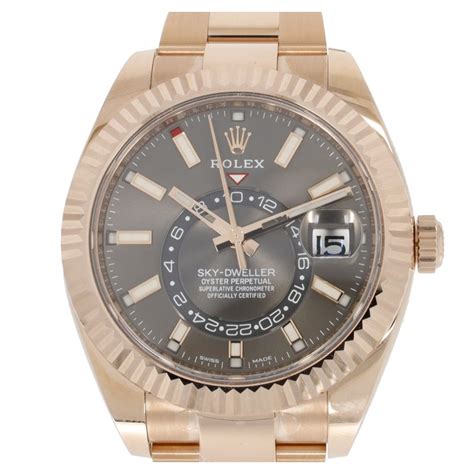 Rolex Sky Dweller Everose Gold Dark Rhodium Baton Dial 326935 Global