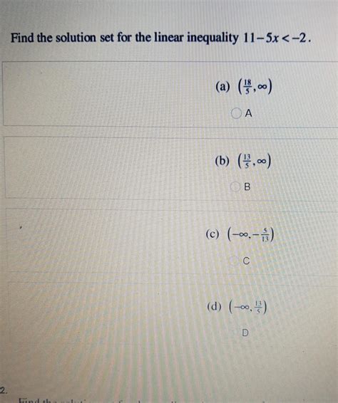 Solved Find The Solution Set For The Linear Inequality X Chegg Com