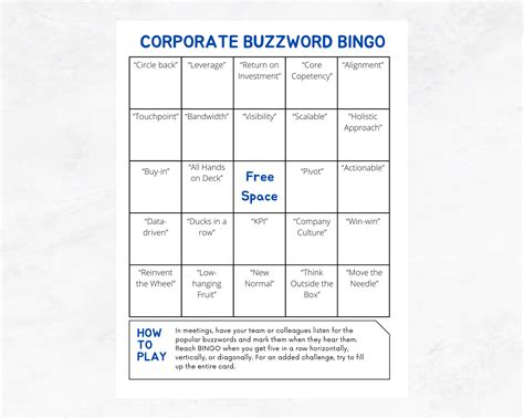 Corporate Buzzword Bingo Game • Workplace Icebreaker Downloadable Etsy