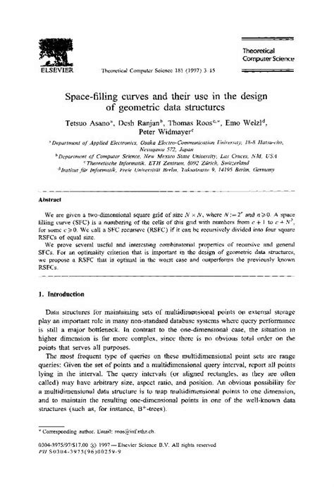 Pdf Space Filling Curves And Their Use In The Design Of Geometric Data Structures Dokumentips
