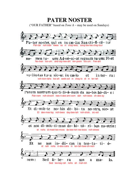 Pater Noster Modern Notes For Sunday V1 Pdf