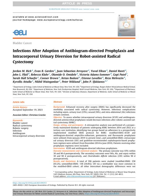 Pdf Infections After Adoption Of Antibiogram Directed Prophylaxis And Intracorporeal Urinary