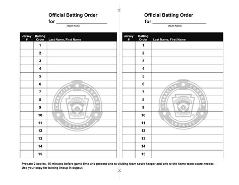 Batting Order Sheet Form ≡ Fill Out Printable Pdf Forms Online