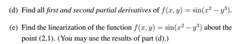 Solved D Find All First And Second Partial Derivatives Of