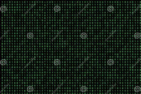 binary code grid from bright green digits on black background matrix