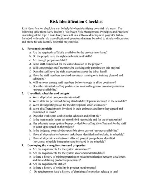 Risk Identification Checklist Doc