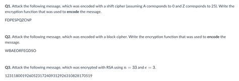 Solved Q1 ﻿attack The Following Message Which Was Encoded