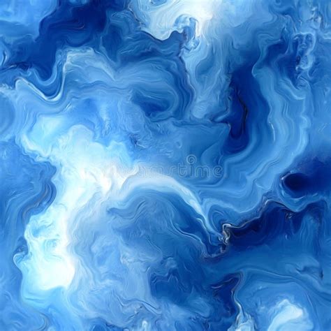 Composition In Blue Tones Depicting Flowing Multi Layered Undulating Forms Stock Illustration