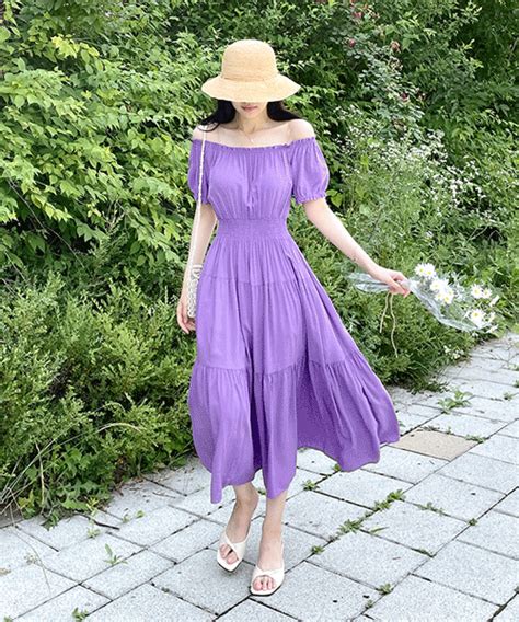 프루트 투웨이 오프숄더 라운드넥 여름 반팔 셔링 스모크밴딩 캉캉 롱원피스 휴양지룩 바캉스룩 비치룩 여행 하객룩 출근룩 호캉스 신혼여행 에이블리