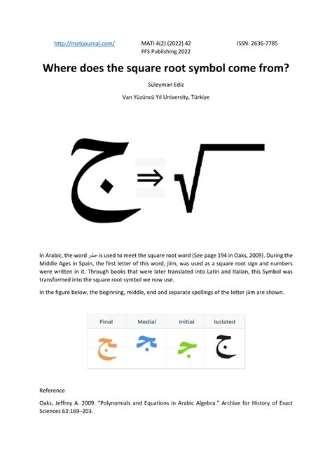 Pdf Where Does The Square Root Symbol Come From