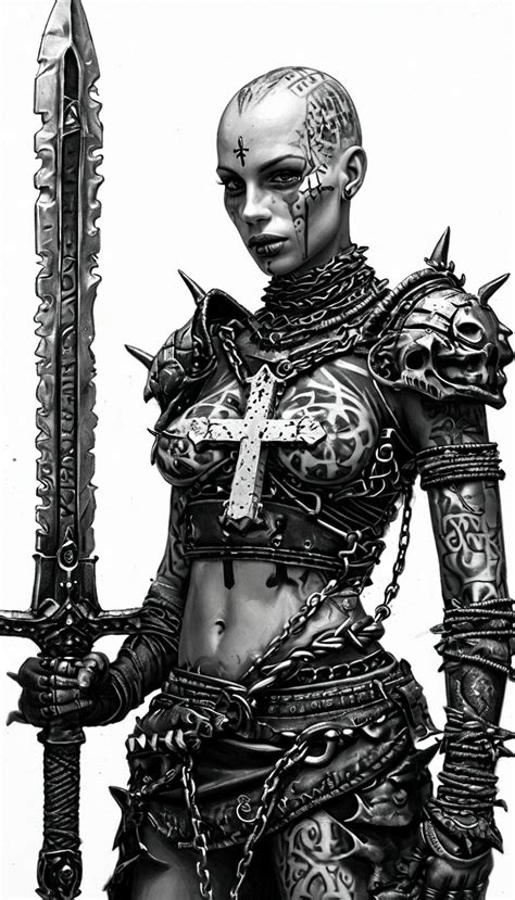 «Девушка лысая татуировки ленты … — картинка создана в Шедевруме