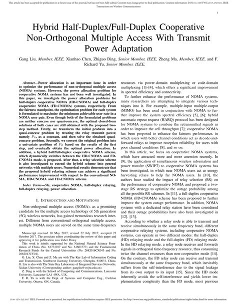 Pdf Hybrid Half Duplex Full Duplex Cooperative Non Orthogonal Multiple Access With Transmit
