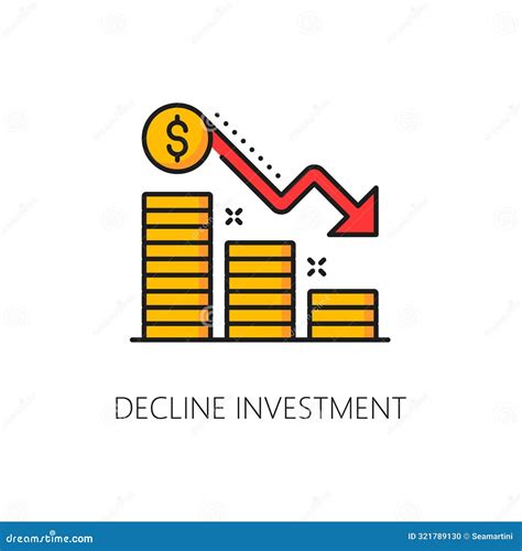 Decline Investment Arrow Graph Color Line Icon Stock Illustration