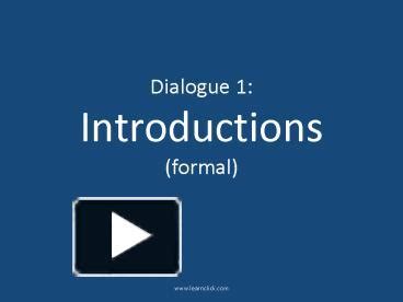 Dialogue Introductions Formal Presentation Free To View