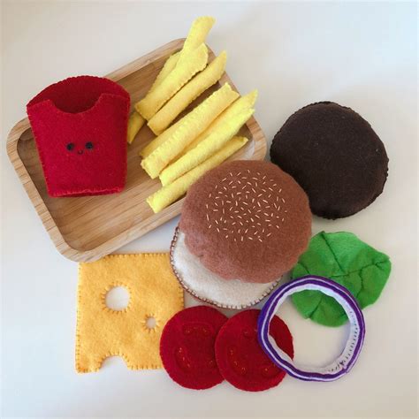 Felt Burger And Fries Felt Pretend Play Food Felt Foods Felt Toys