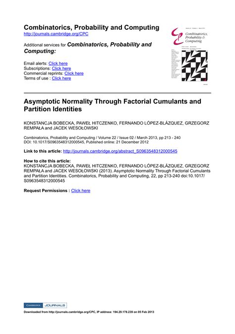 pdf asymptotic normality through factorial cumulants and partition