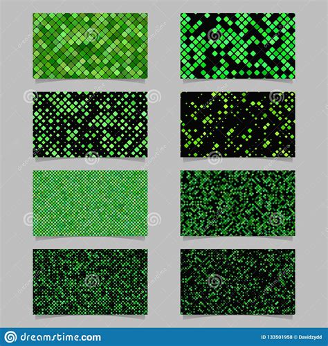 Abstract Diagonal Square Pattern Mosaic Card Background Template Set Stock Vector Illustration