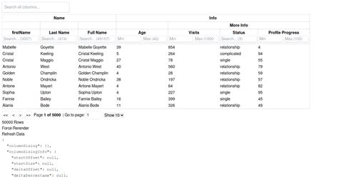 Tanstack Table Example Filters Codesandbox