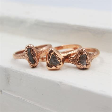 Raw Rose Quartz Electroformed Copper Ring — Quicksilver Designs