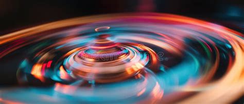 spinning top creates dynamic motion blur in vibrant colors during long