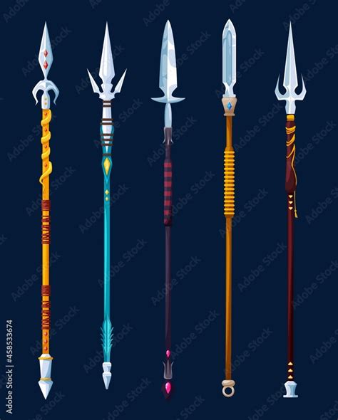 Magical Cartoon Steel Spears And Lance Weapon Medieval Knight Arms