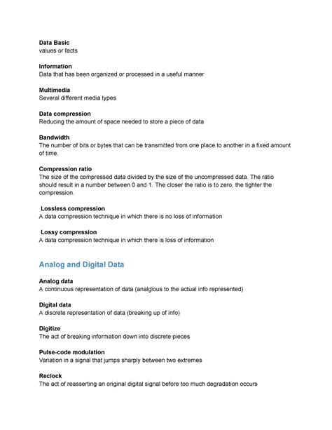 Compsci 3 Data Basic Values Or Facts Information Data That Has Been