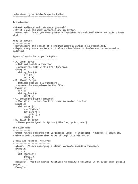 Understanding Variable Scope In Python Pdf