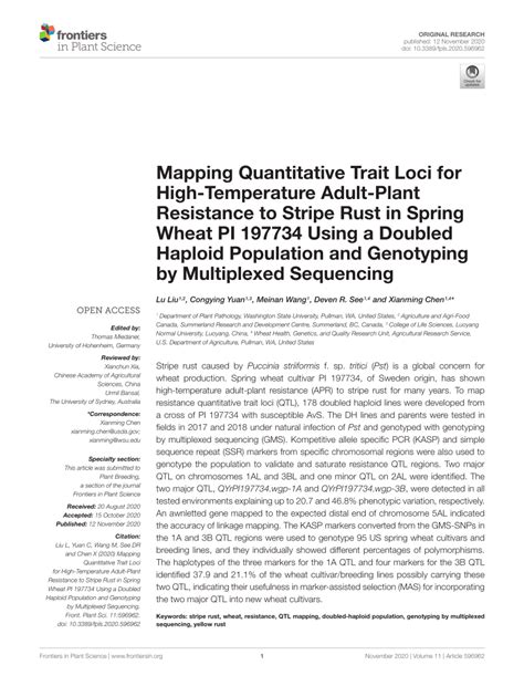 Pdf Mapping Quantitative Trait Loci For High Temperature Adult Plant