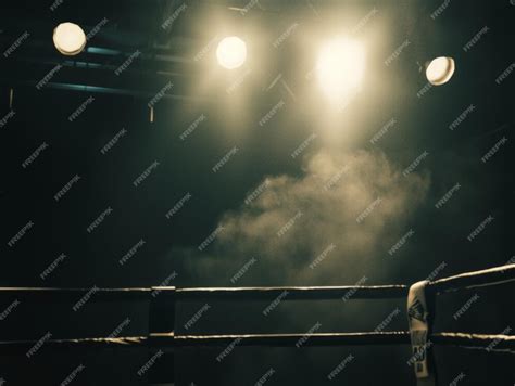 El Ring De Boxeo Está Dramáticamente Iluminado Por Focos Aéreos