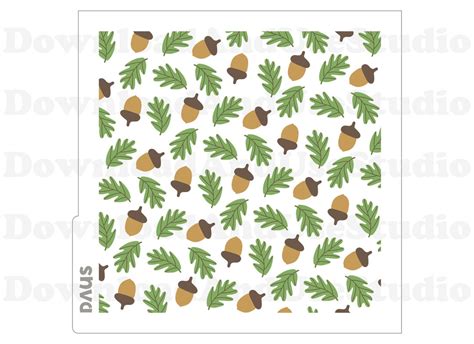 Acorns And Oak Leaves Stencil Svg Png Files Digital Download Etsy