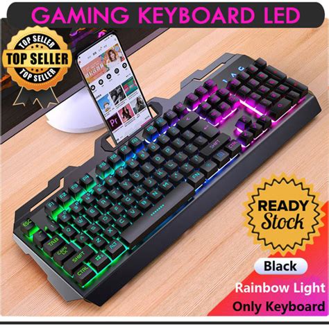 Gaming Keyboard Led Leopard G700 Dengan Smartphone Holder Hp Rgb Backlight Lampu Warna Warni