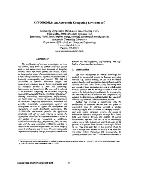 Pdf Autonomia An Autonomic Computing Environment