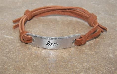 Personalized Skinny Bar Love Word Bracelet Message And Date Bracelet