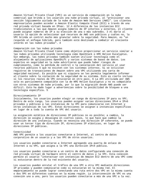Amazon Virtual Private Cloud Vpc Pdf Tecnología Digital Tecnología De Información Y