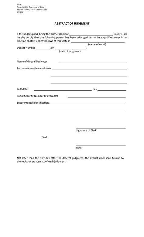 Form 25 9 Fill Out Sign Online And Download Printable Pdf Texas
