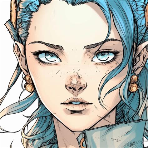 Premium Ai Image A Close Up Of A Woman With Blue Hair And A Blue