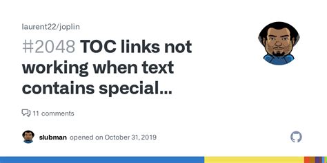 Toc Links Not Working When Text Contains Special Characters · Issue