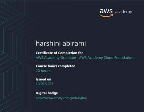 Harshini Abirami On Linkedin Ive Finished My Coursework At Aws Academy