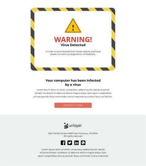 Virus Warning Email Template Unlayer