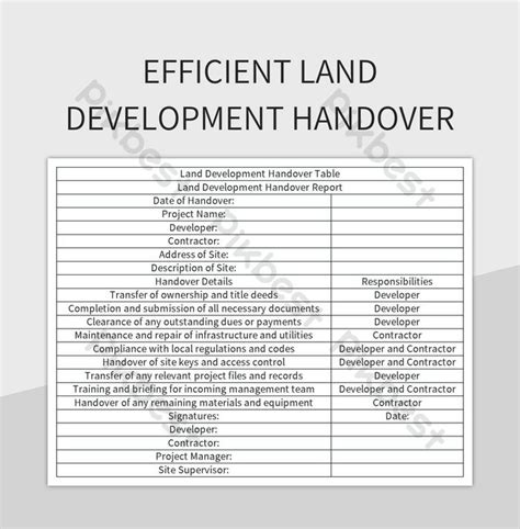 Streamlining The Land Development Transfer Process Excel Template Free Download Pikbest