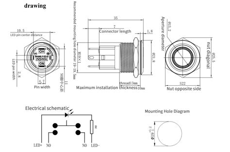 FILN Mm High Current A Metal Small Push Button LED Lights