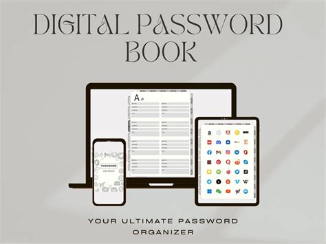 Digital Password Tracker Log Password Organizer Password Keeper Digital Goodnotes Password Book