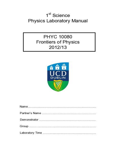 Fillable Online First Year Physics Laboratory Manual Upscale Full Pdf