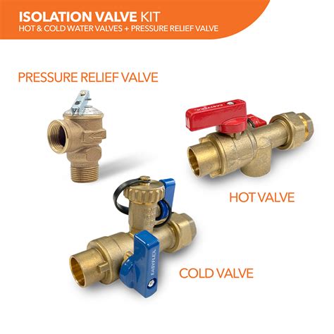 3 4 Sweat Connection Isolation Valve Kit With Pressure Relief Valve Hps