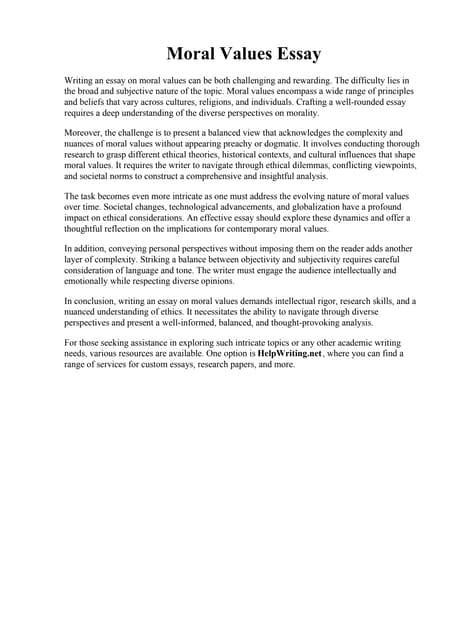 Moral Values Essay Pdf Injuries Diseases And Conditions